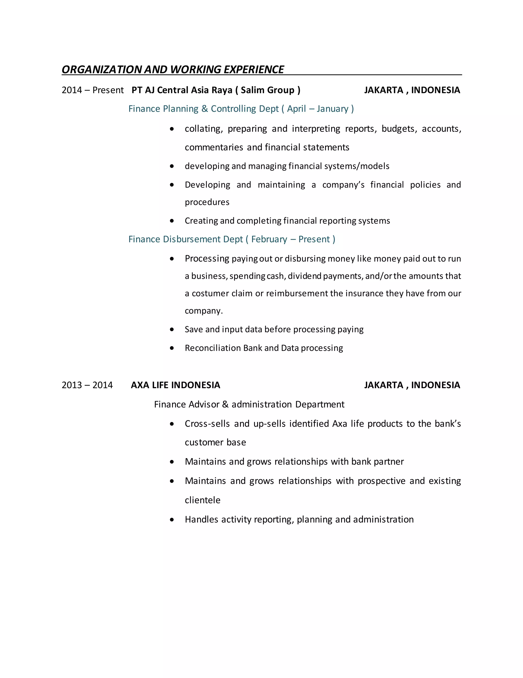 andini wanda CV new | DOCX | Business Accounting & Finance | Business