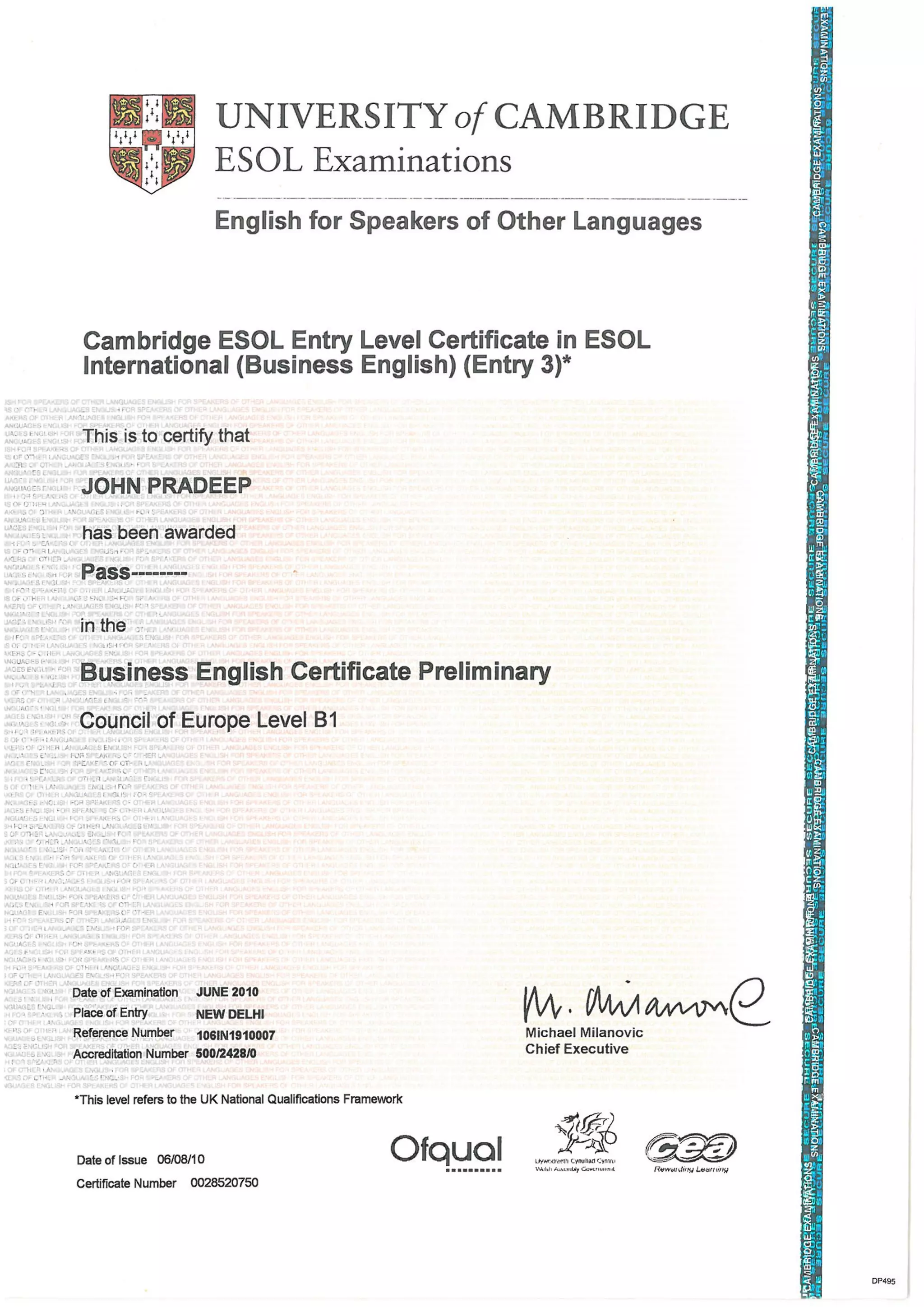 Cambridge university certificate | PDF