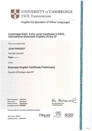 Cambridge university certificate | PDF