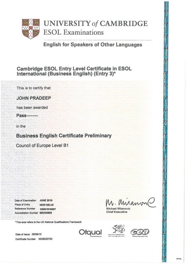 Cambridge university certificate | PDF