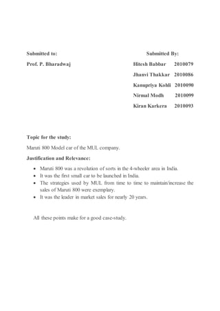 50605951 maruti-800-case-study | DOCX