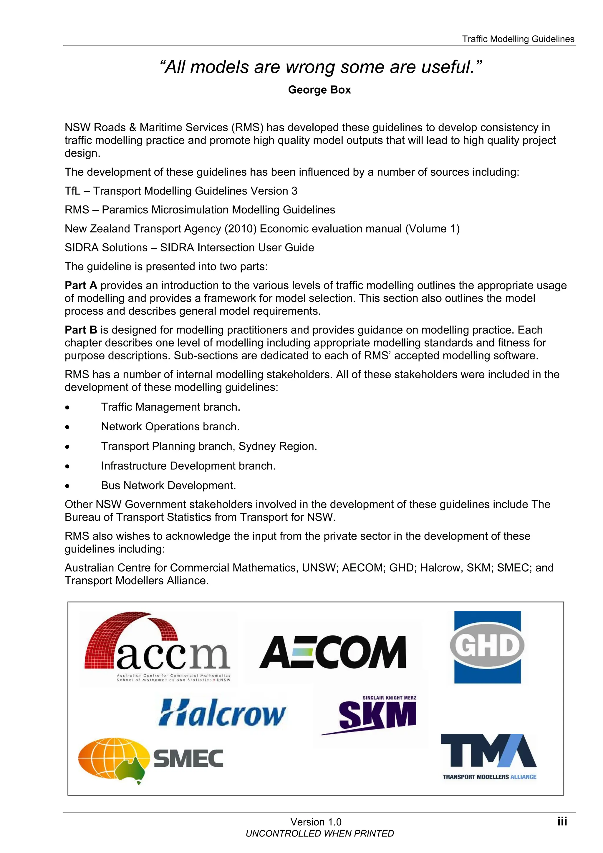 Traffic Modelling Guidelines Roads And Maritime Services | PDF