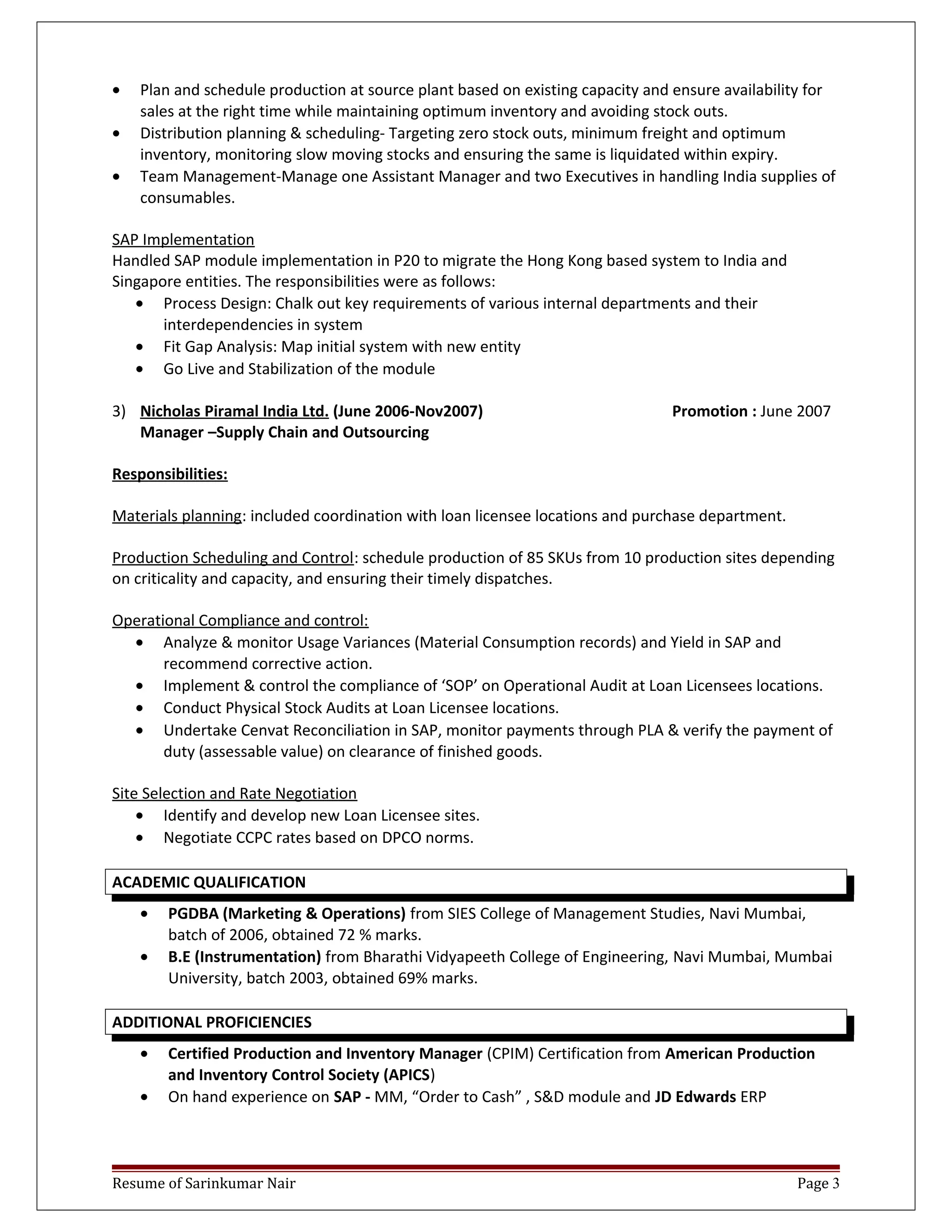 Resume_Sarinkumar_Nair | DOC