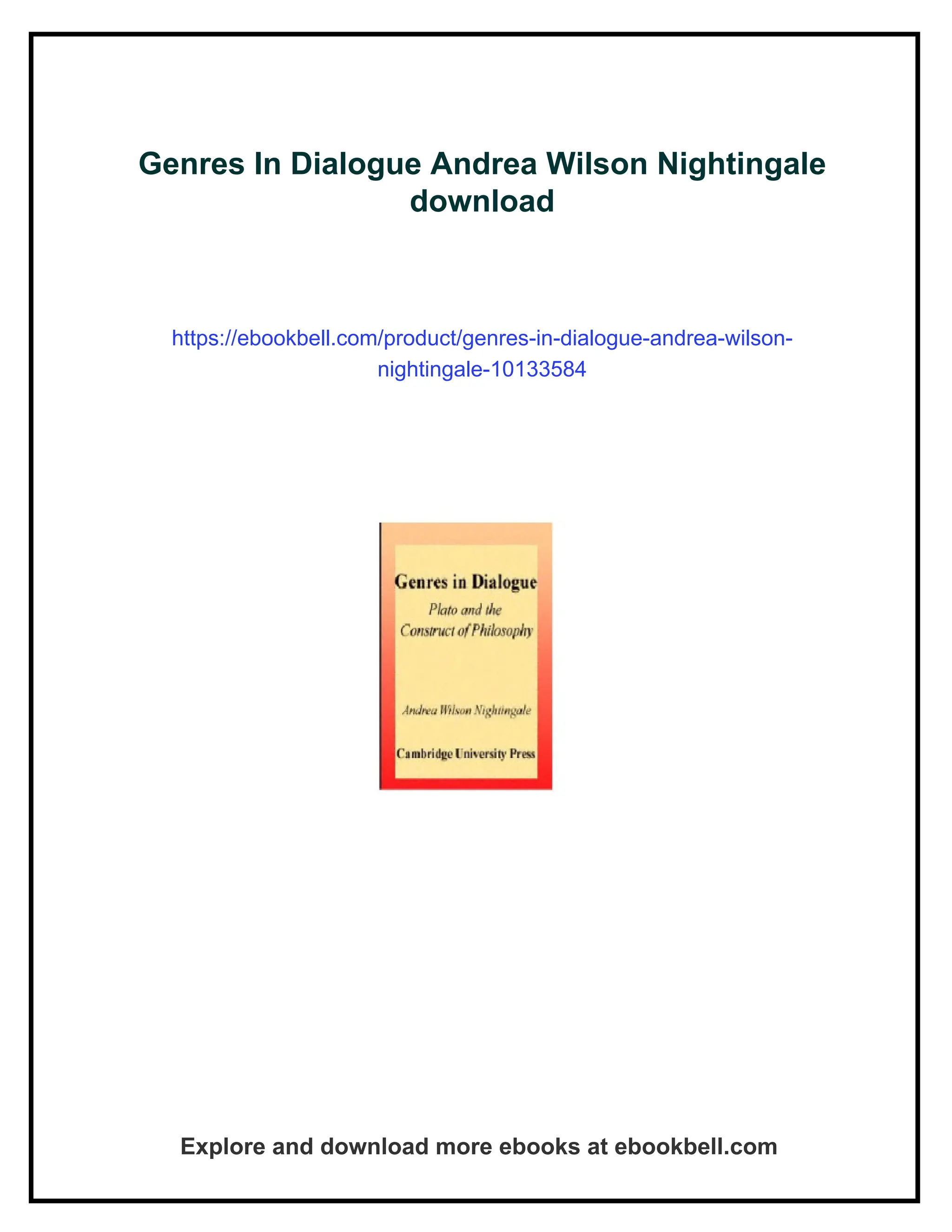 Genres In Dialogue Andrea Wilson Nightingale | PDF