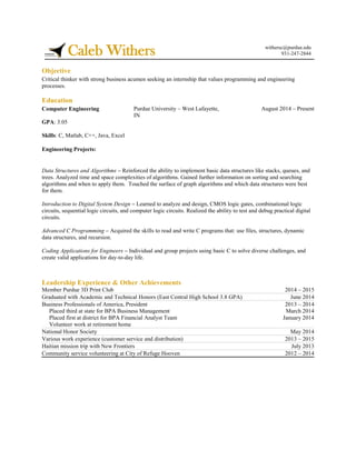 CAW Resume August2016 | PDF | Programming Languages | Computing