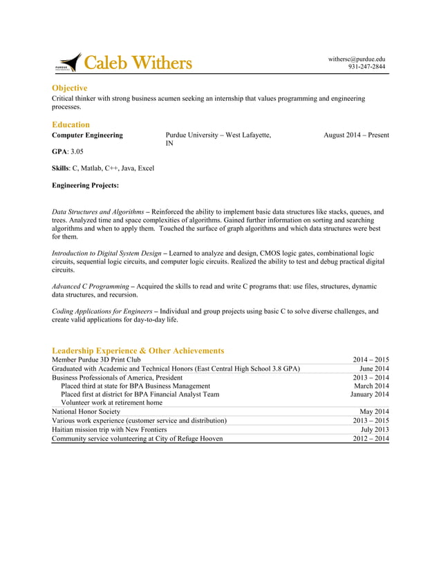 CAW Resume August2016 | PDF | Programming Languages | Computing