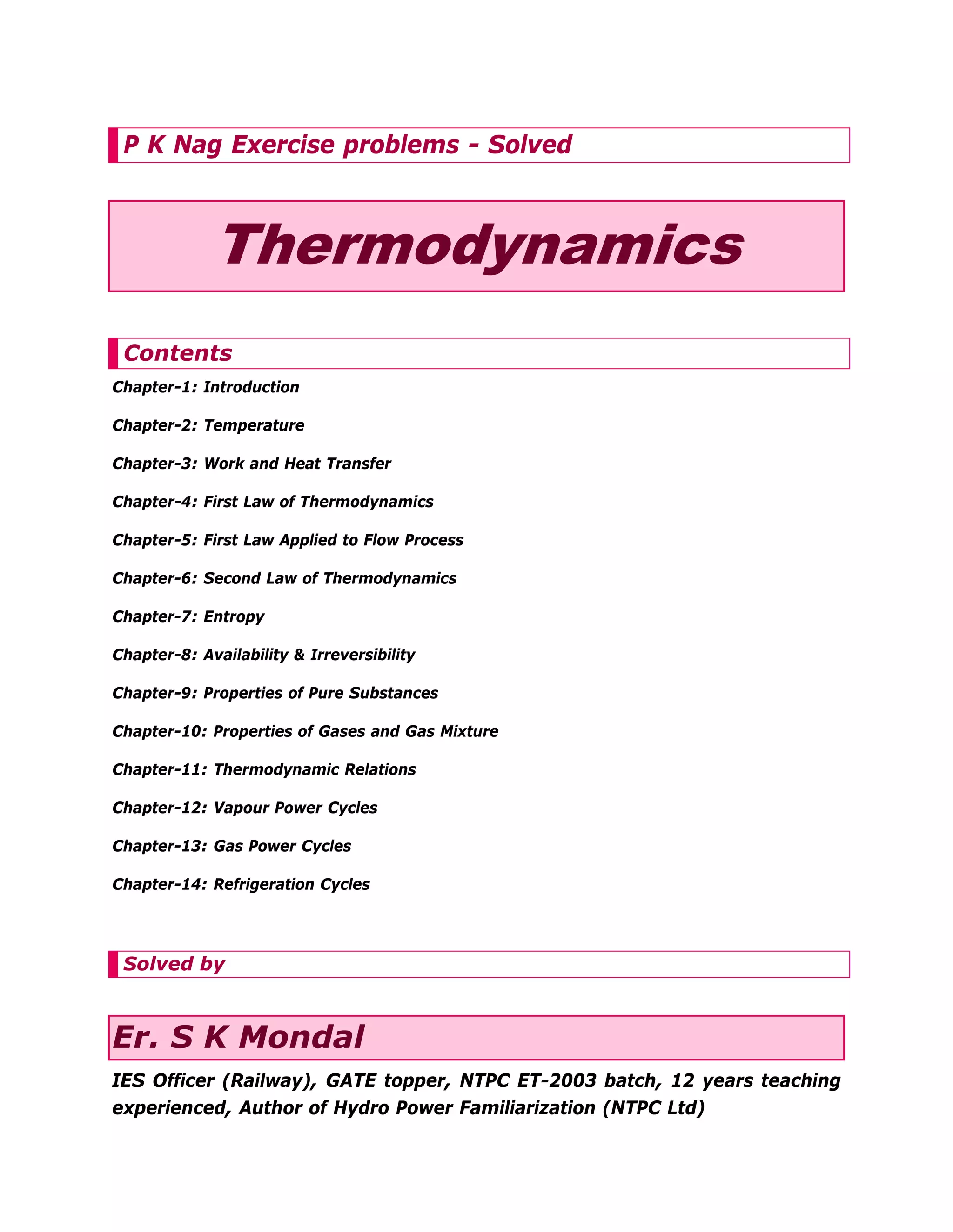 p-k-nag-solution thermodynamics by sk mondal | PDF