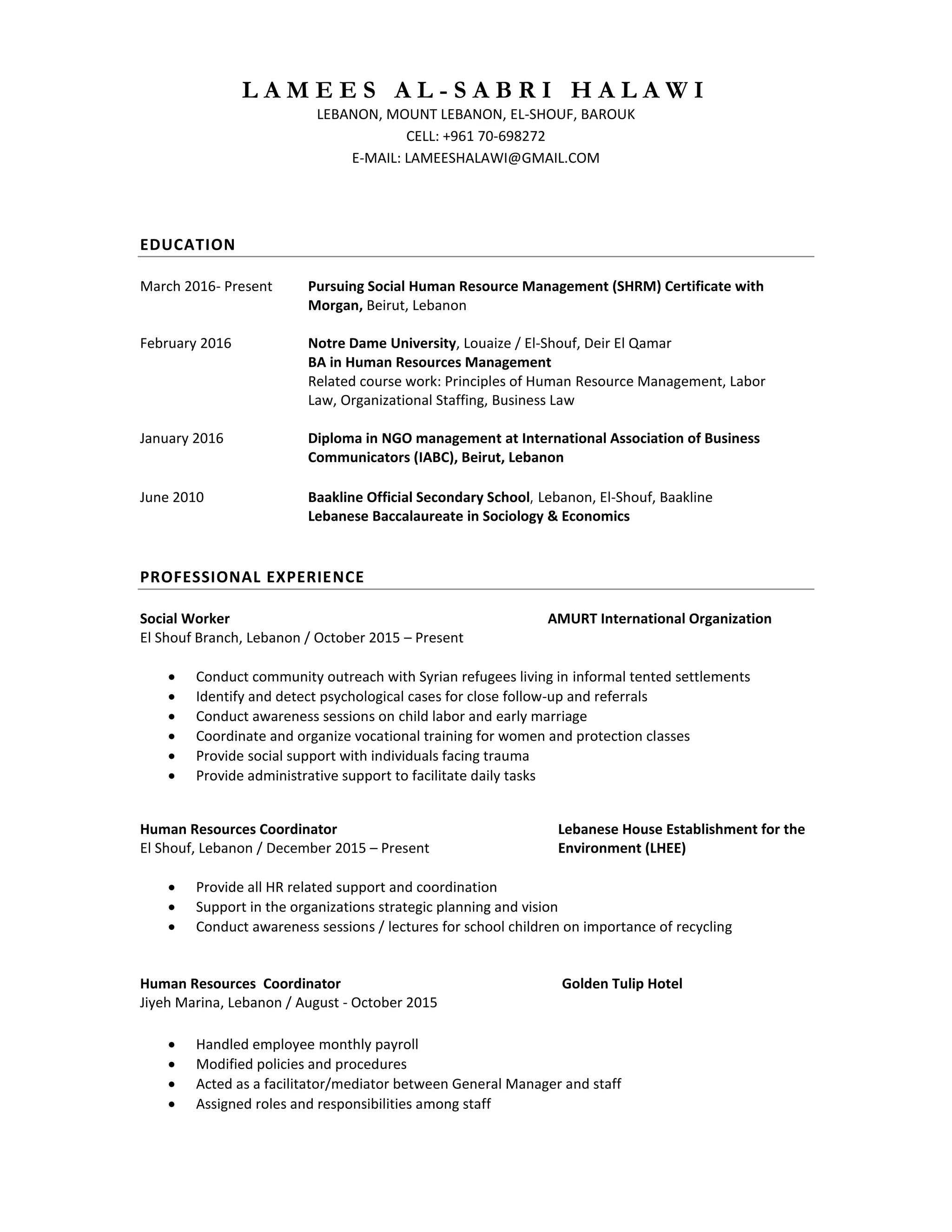 Lamees Halawi Resume_2016 | PDF