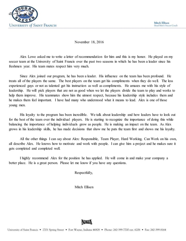 Recommendation Alex Lowe | DOCX