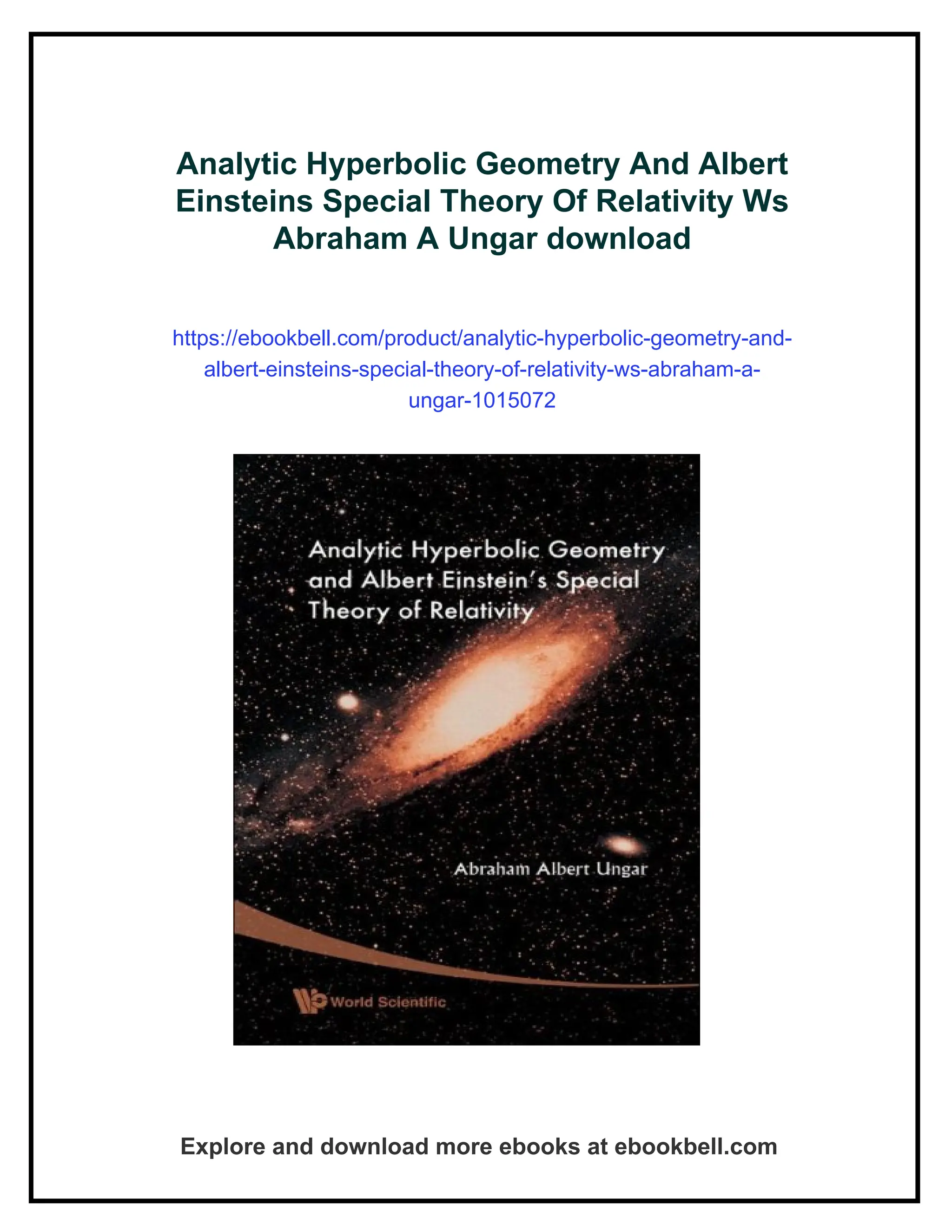Analytic Hyperbolic Geometry And Albert Einsteins Special Theory Of ...