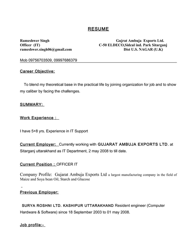 Resume | DOC | Computing | Technology & Computing