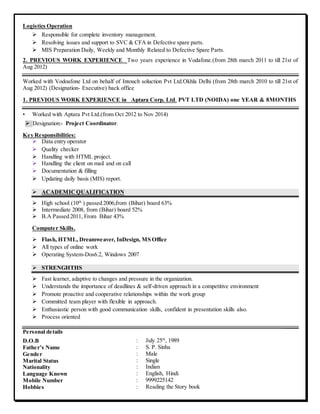 Deepak_Sinha | DOCX | Logistics | Business