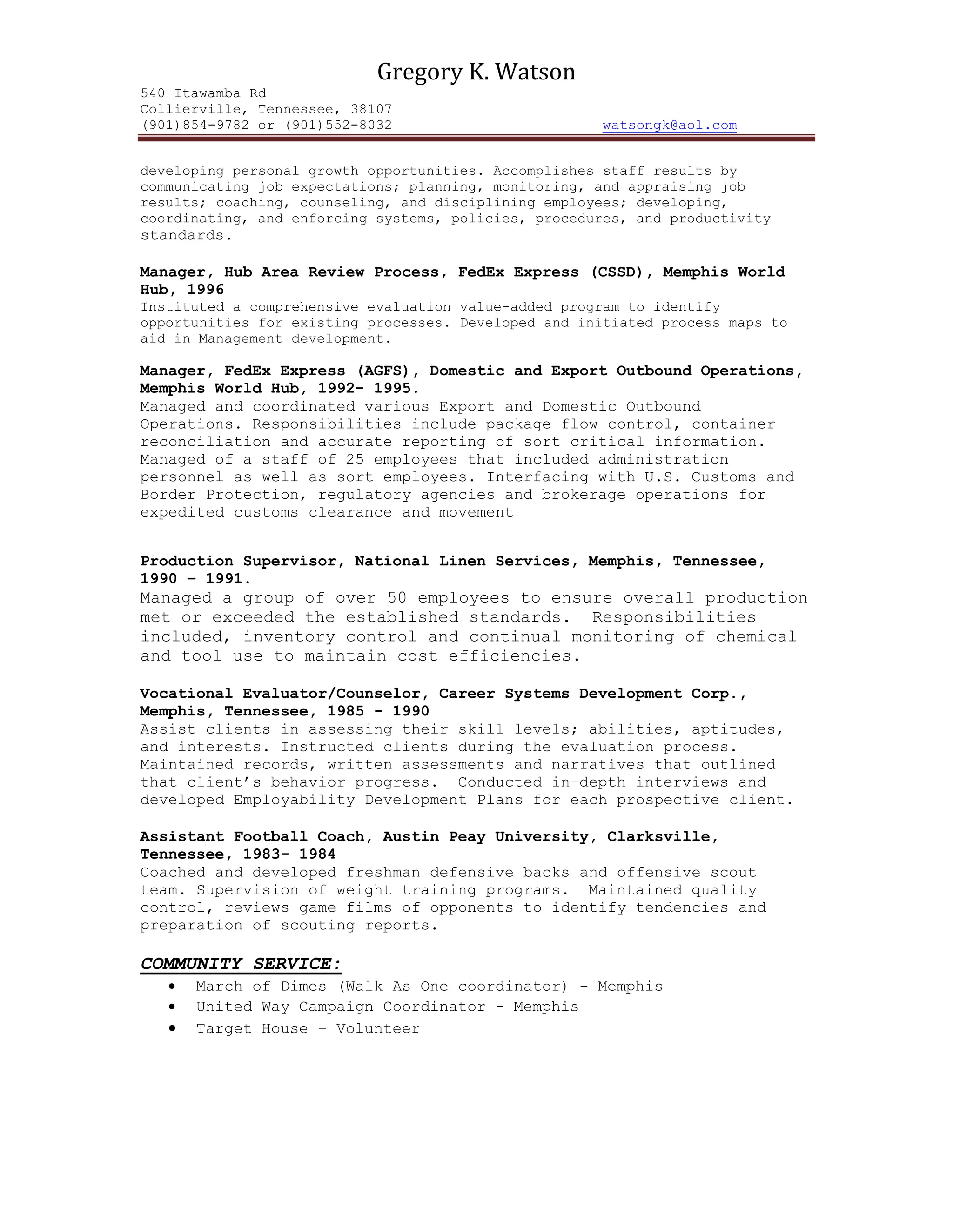 Greg Watson-Resume-NEW | PDF | Business | Business and Finance