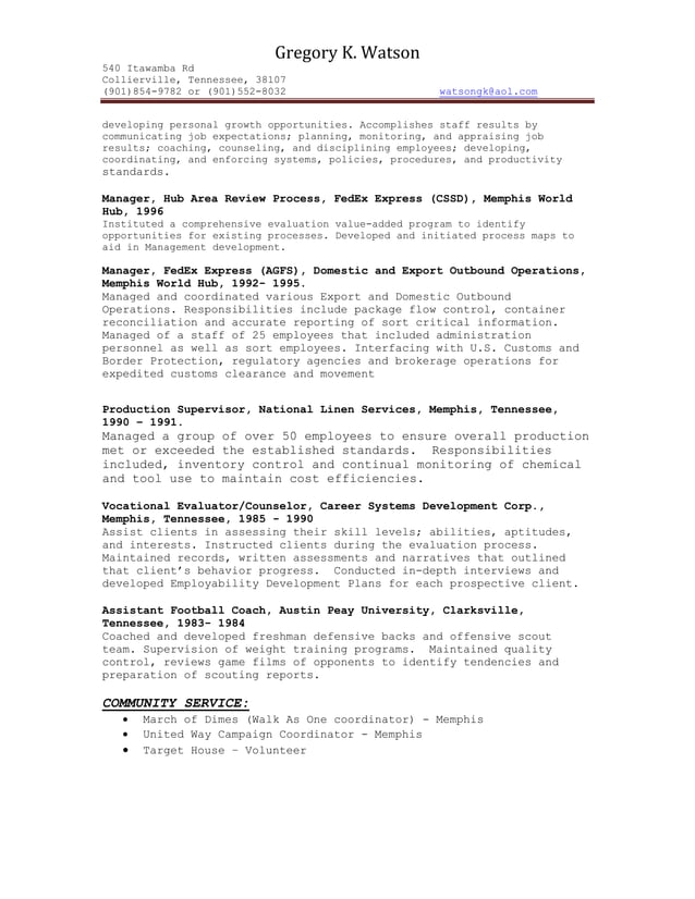 Greg Watson-Resume-NEW | PDF | Business | Business and Finance