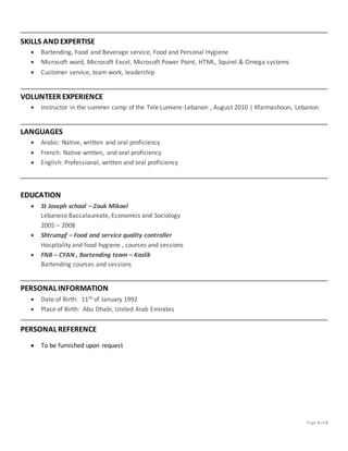 CV_ELIAS FADY YOUNES | DOCX | Hospitality Industry | Industries