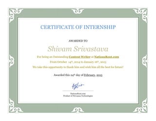 Internship_Certificate_Shivam (1) | PDF