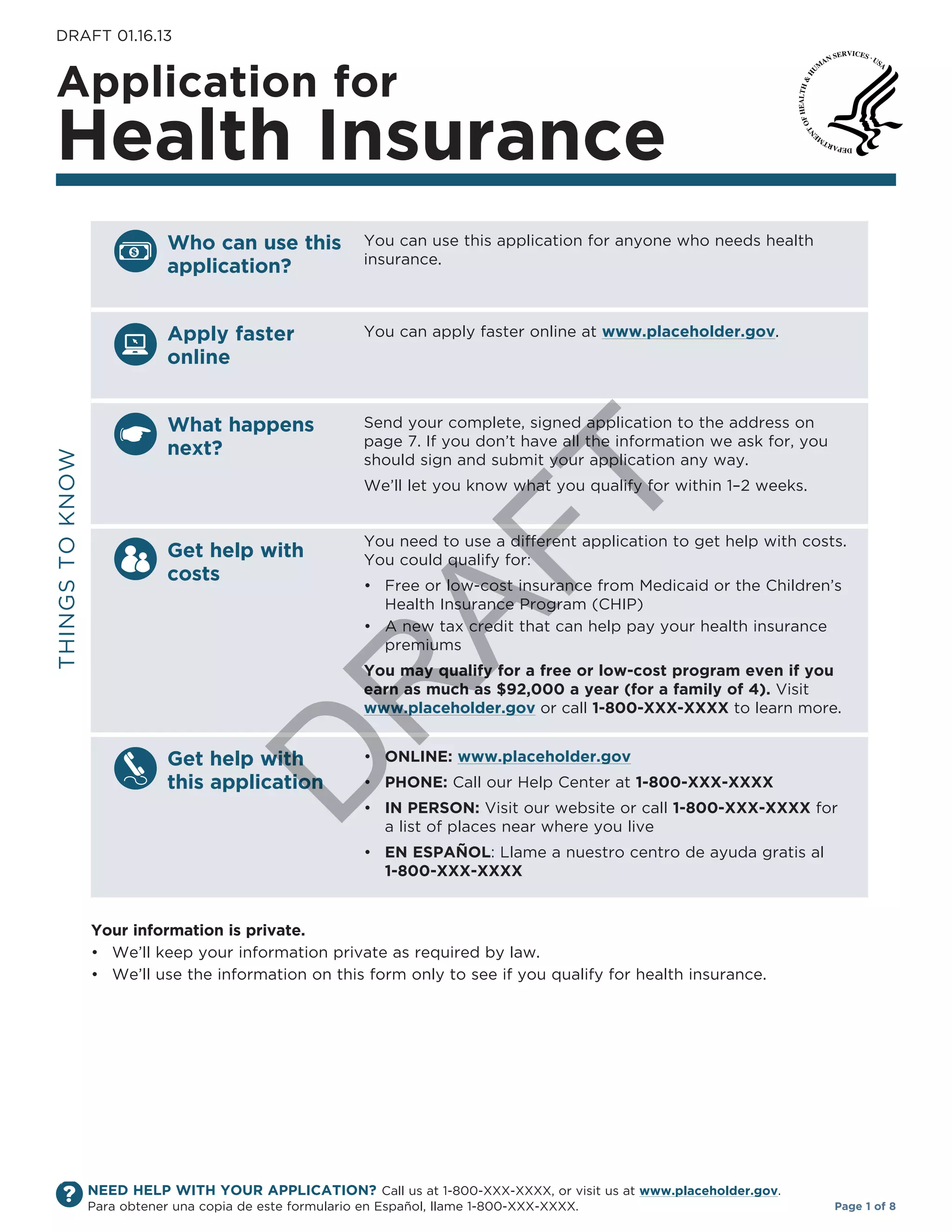 CMS Draft - Application for Individual Health Insurance (No Financial ...