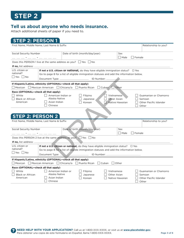 CMS Draft - Application for Individual Health Insurance (No Financial ...