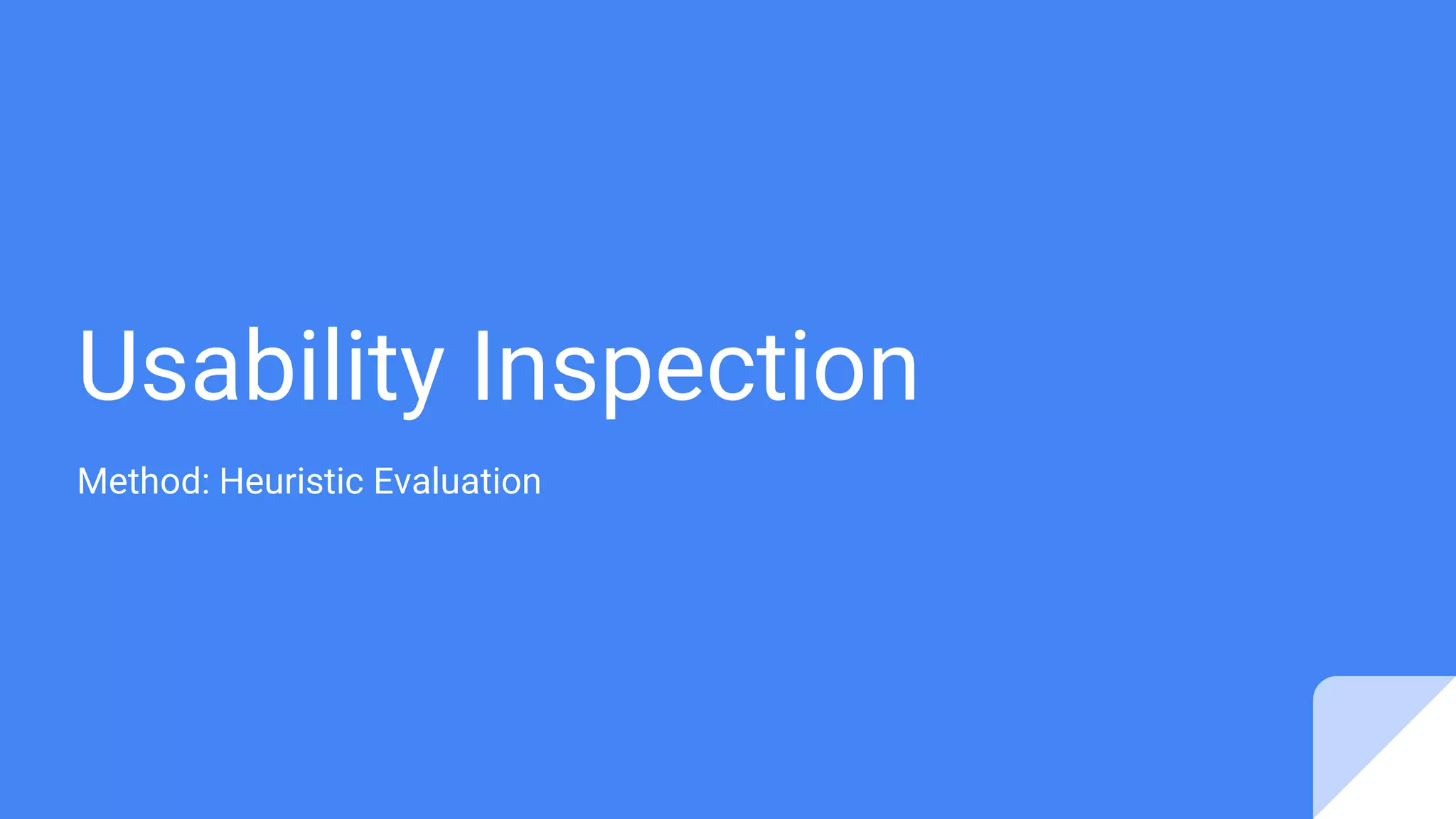 Usability Inspection Methods - Heuristic Evaluation | PPTX