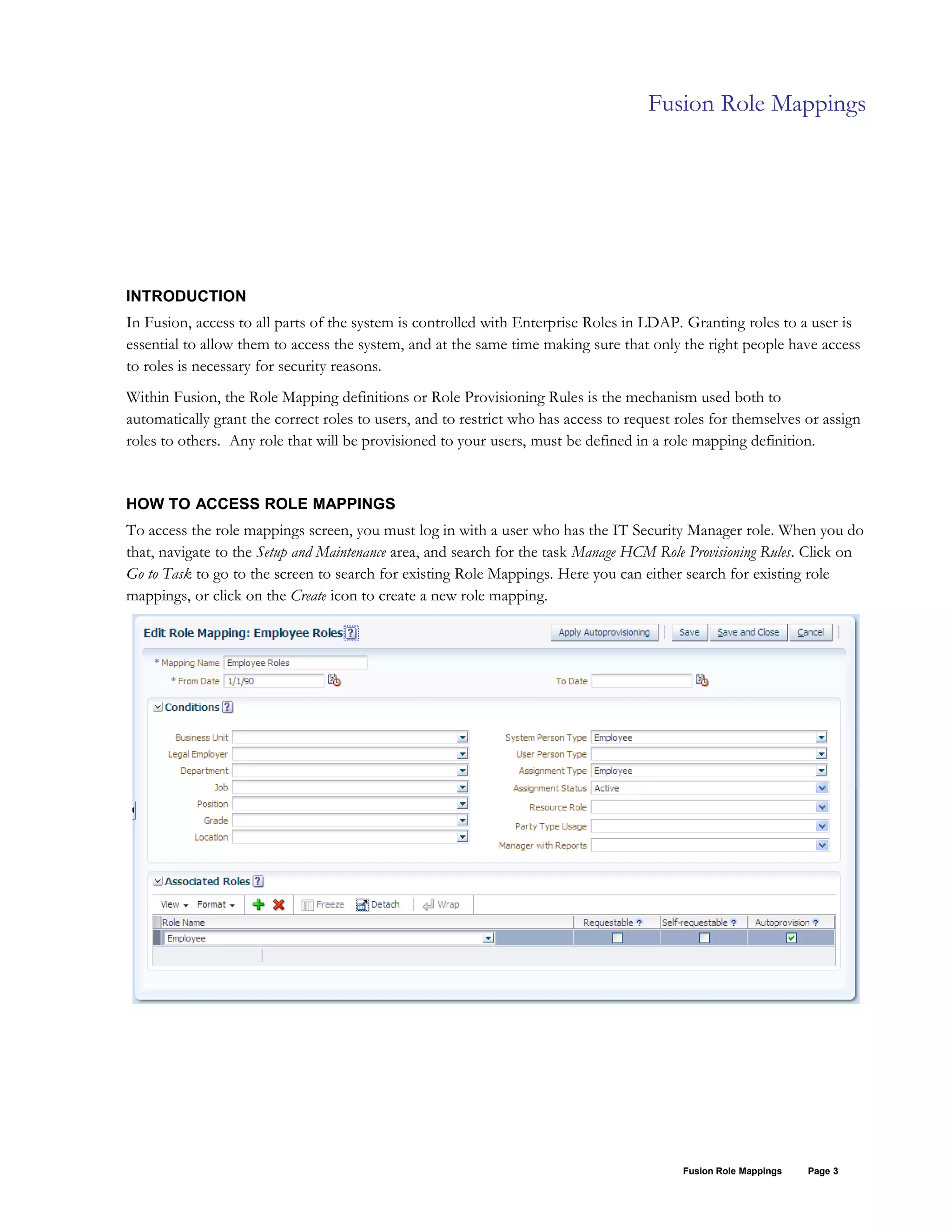 Oracle Fusion Role Mappings | PDF