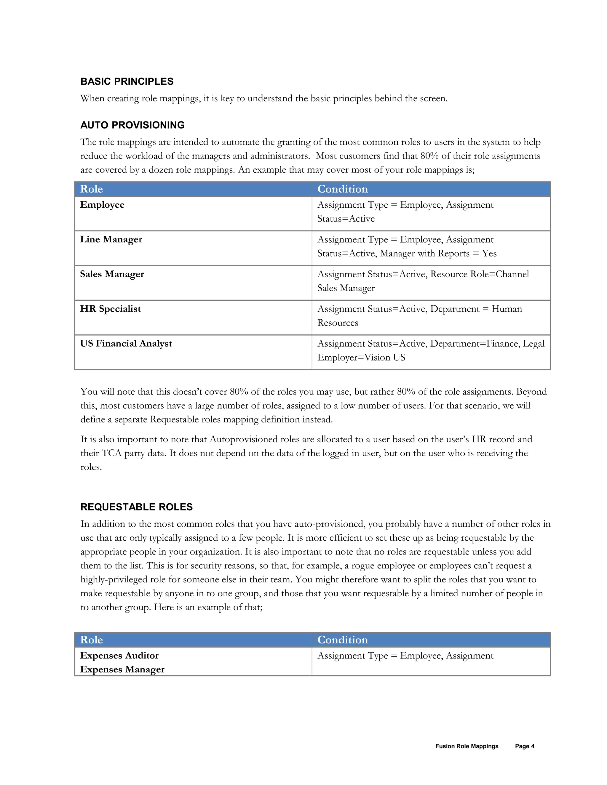 Oracle Fusion Role Mappings | PDF