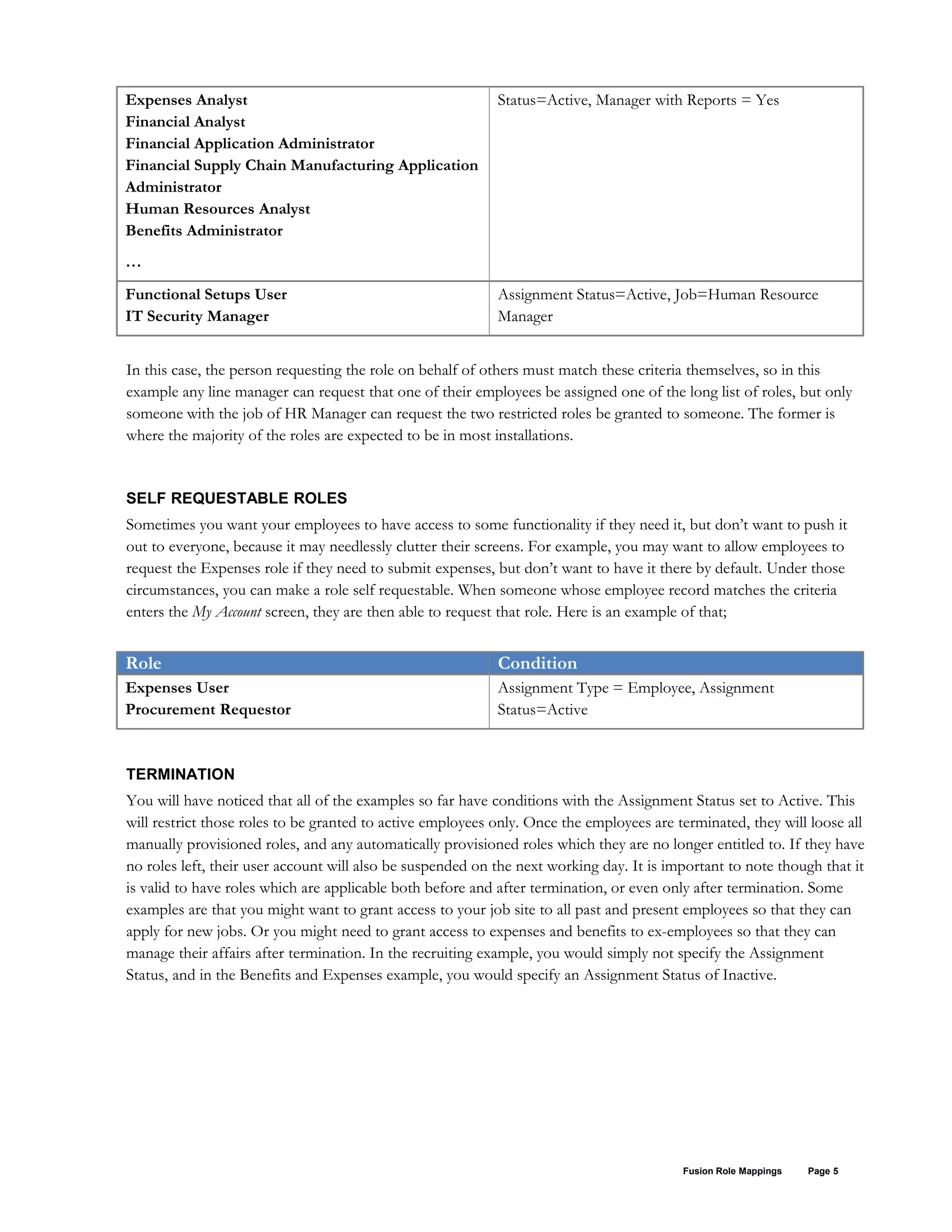 Oracle Fusion Role Mappings | PDF