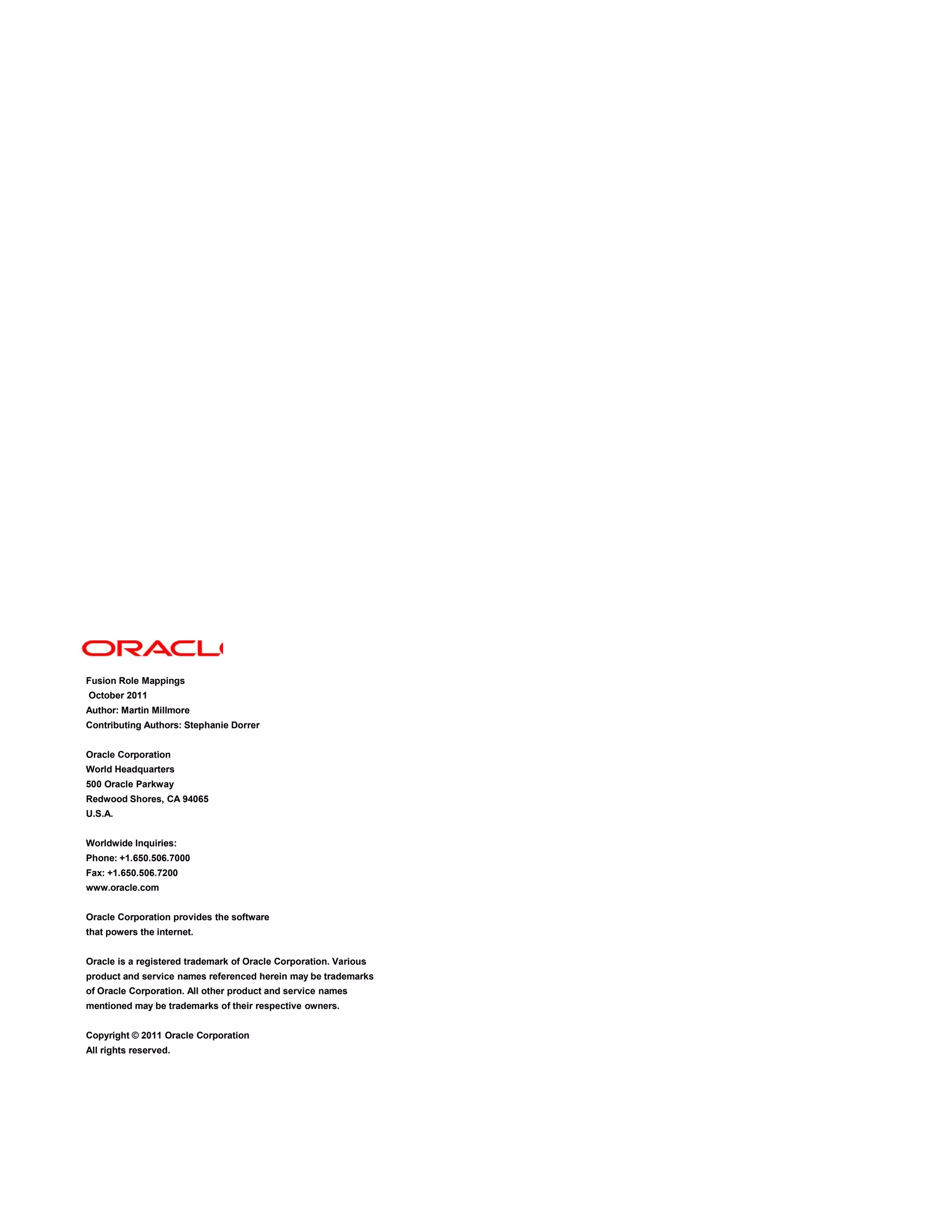 Oracle Fusion Role Mappings | PDF