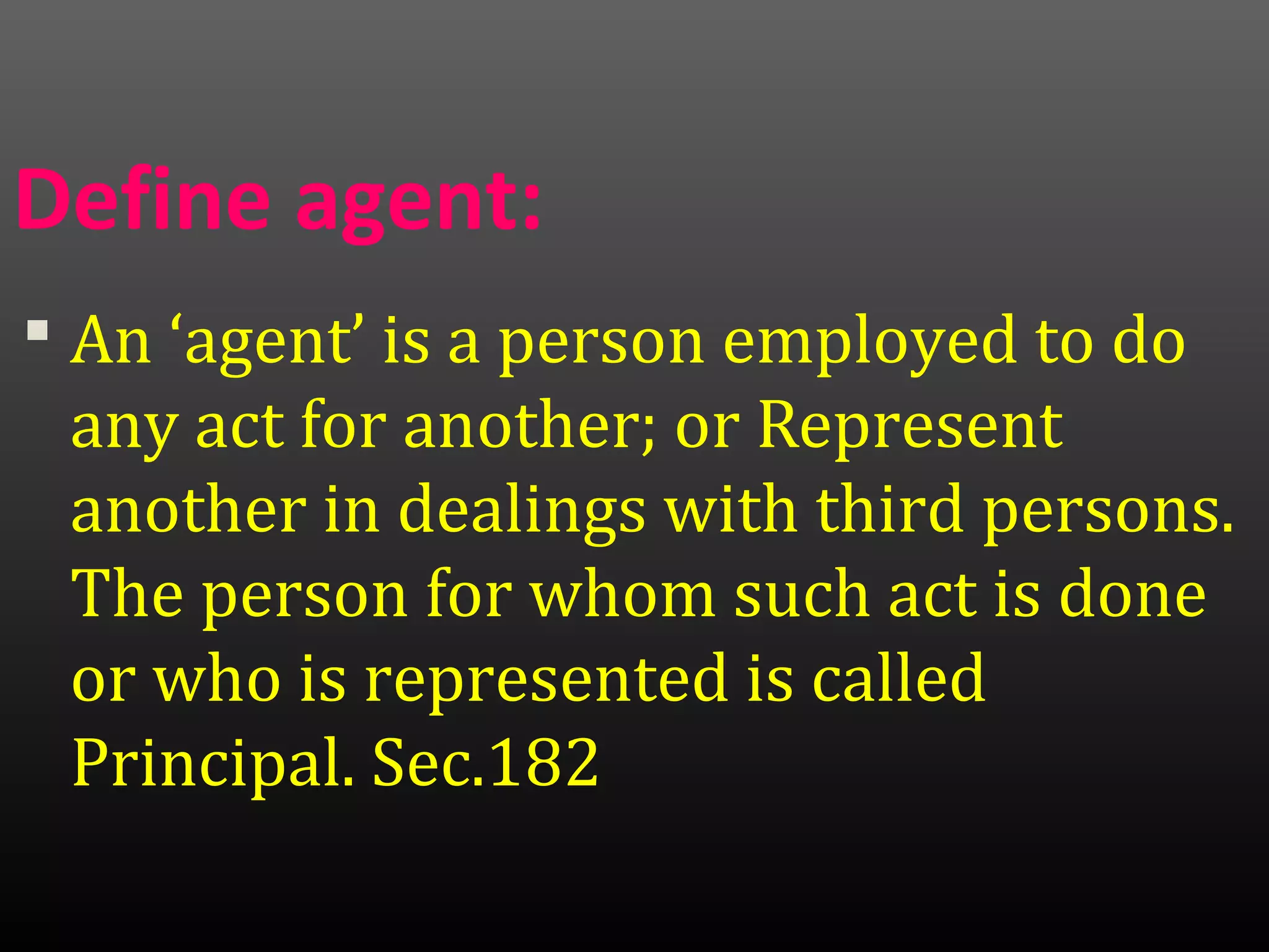 Define agent And Right of Agents | PPT