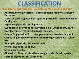 Classification of Glycosides | PPTX