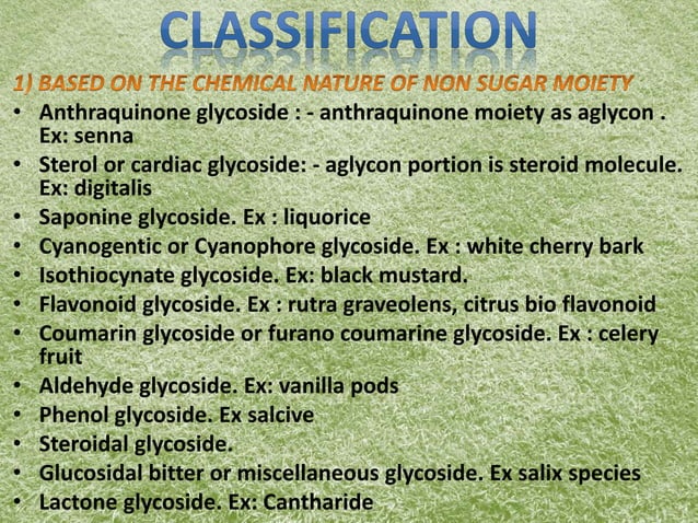 Classification of Glycosides | PPTX | Chemistry | Science