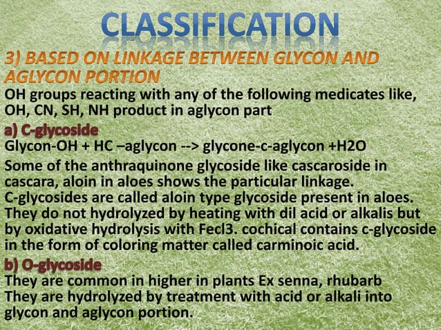 Classification of Glycosides | PPTX | Chemistry | Science