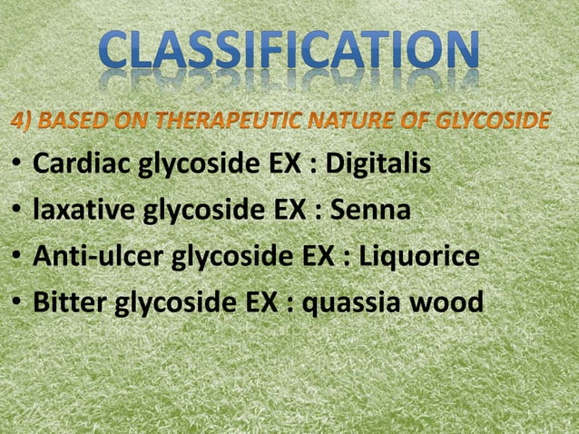 Classification of Glycosides | PPTX | Chemistry | Science