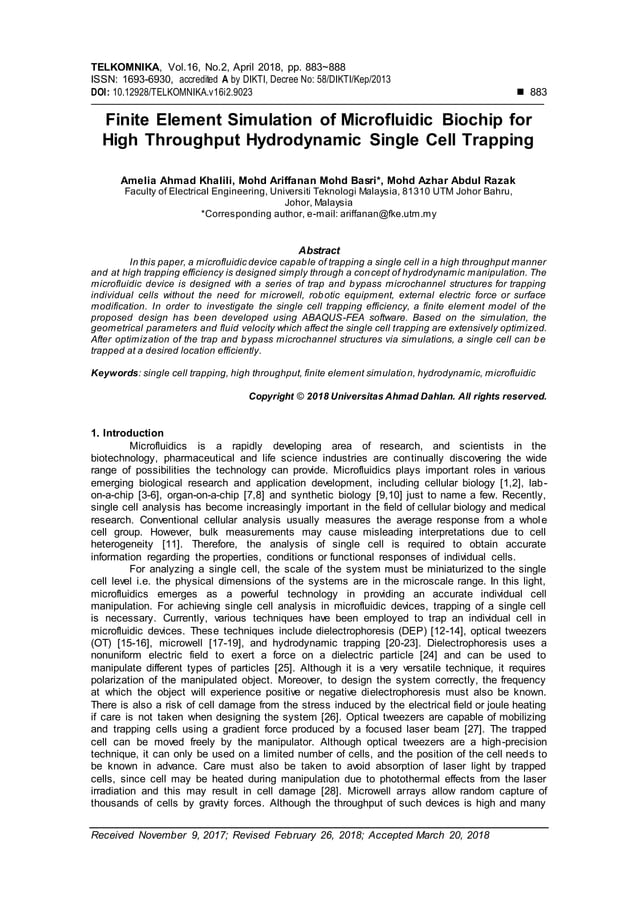 Finite Element Simulation Of Microfluidic Biochip For High Throughput