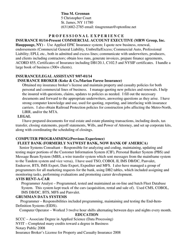 tgresume16 | PDF | Insurance | Personal Finance