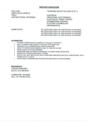 KARABO MANDA CV1 | PDF