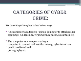 Cyber crime perspective, definition types, various forms of cyber crime ...