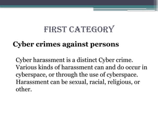 Cyber crime perspective, definition types, various forms of cyber crime ...