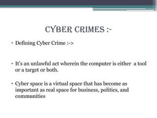 Cyber crime perspective, definition types, various forms of cyber crime ...