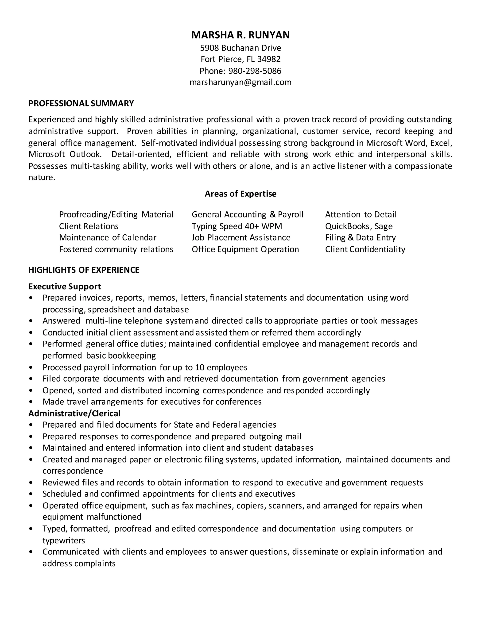 Executive Assistant Resume | DOCX