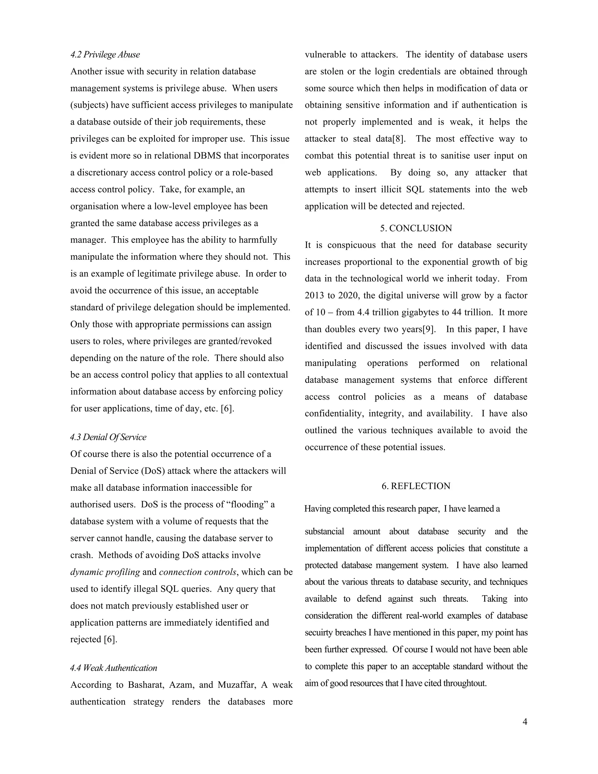 Security Issues Surrounding Data Manipulation in a Relational Database | PDF