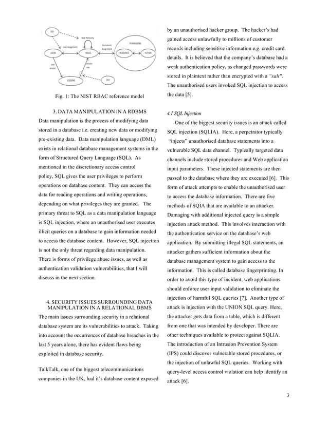 Security Issues Surrounding Data Manipulation in a Relational Database ...