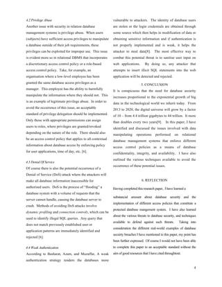 Security Issues Surrounding Data Manipulation in a Relational Database | PDF