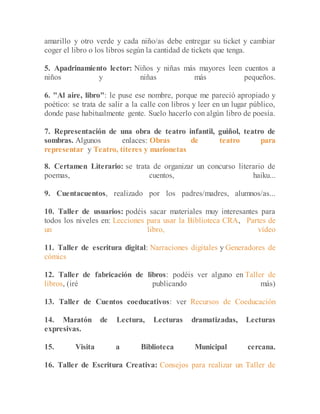 50 actividades para el día del libro | DOCX