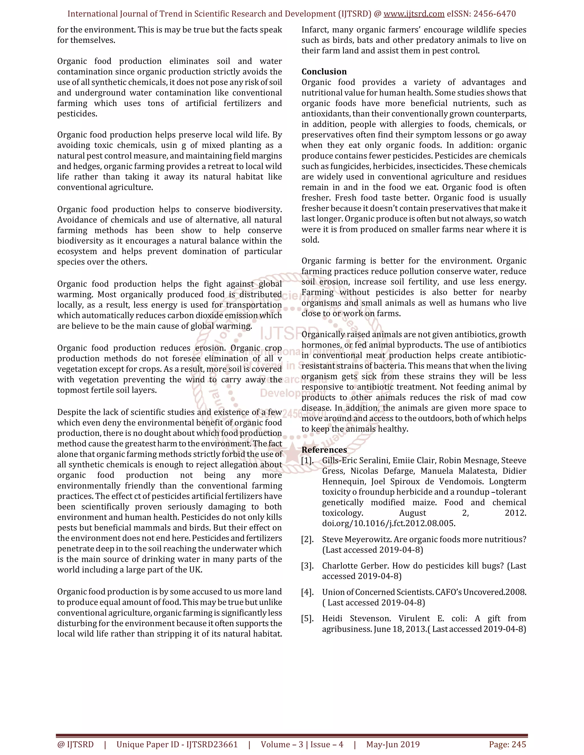 Advantages and Nutritional Value of Organic Food on Human Health | PDF