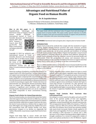 Advantages and Nutritional Value of Organic Food on Human Health | PDF