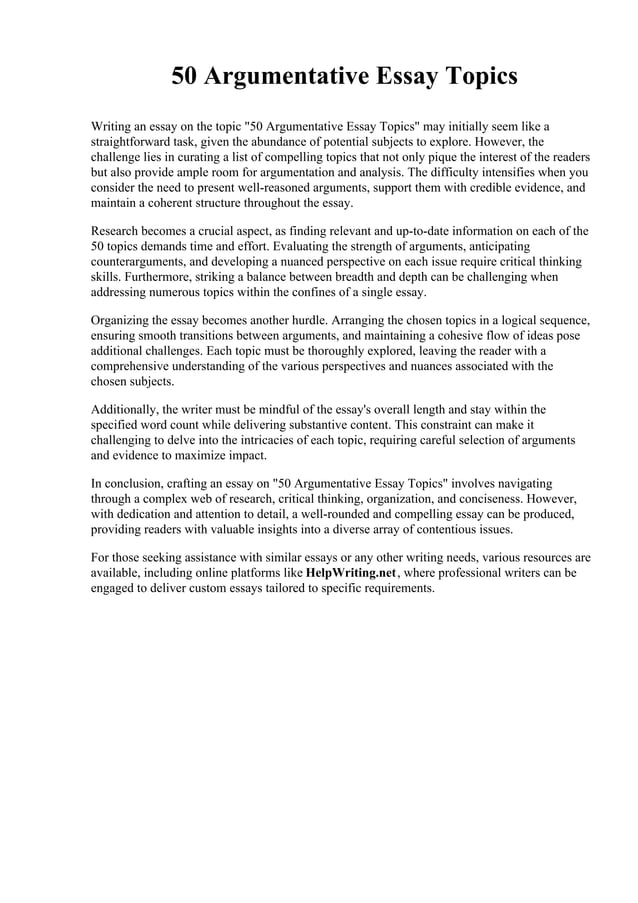 50 Argumentative Essay Topics.pdf | Free Download