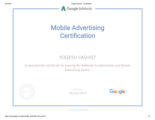 Google Mobile Advertising - Certification | PDF
