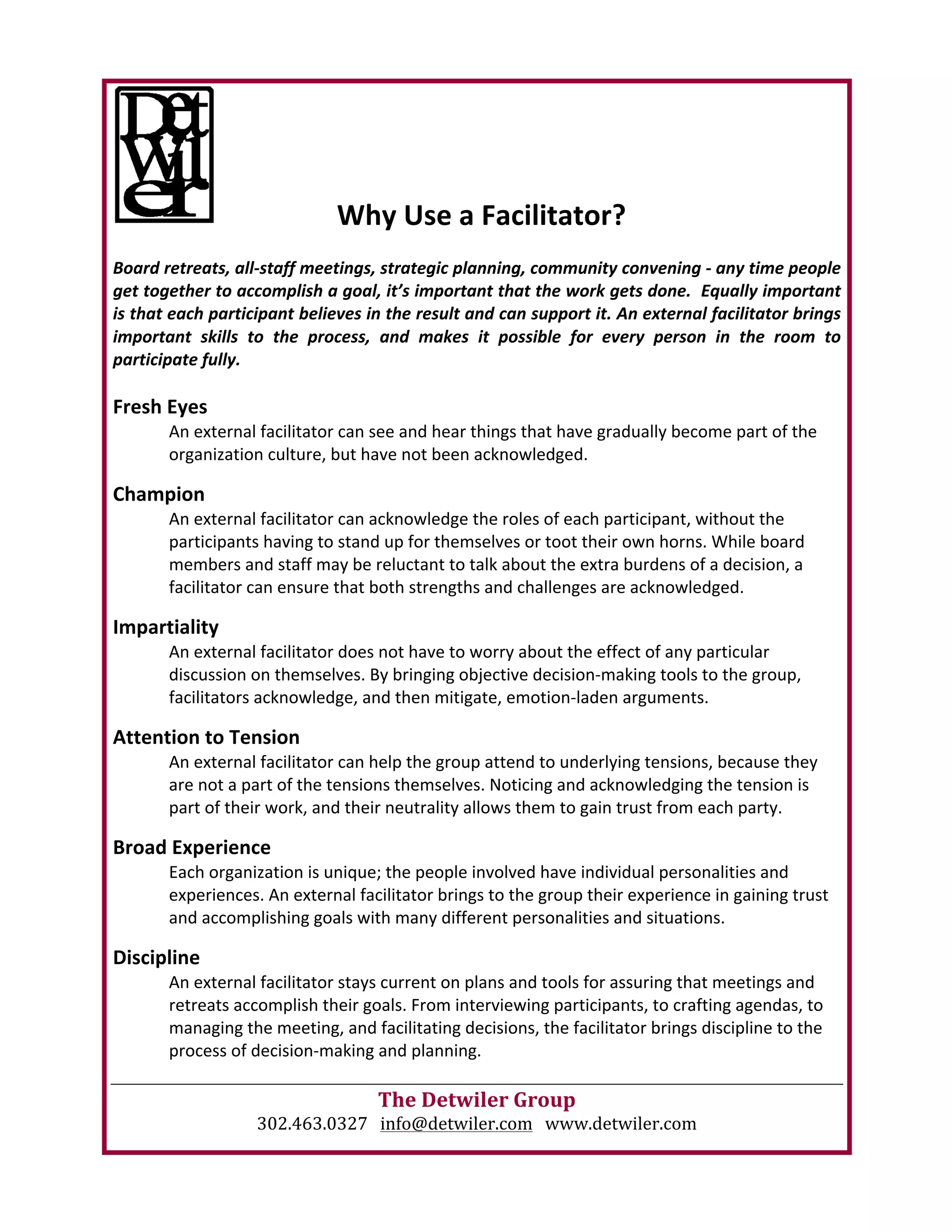 Why Use a Facilitator | PDF