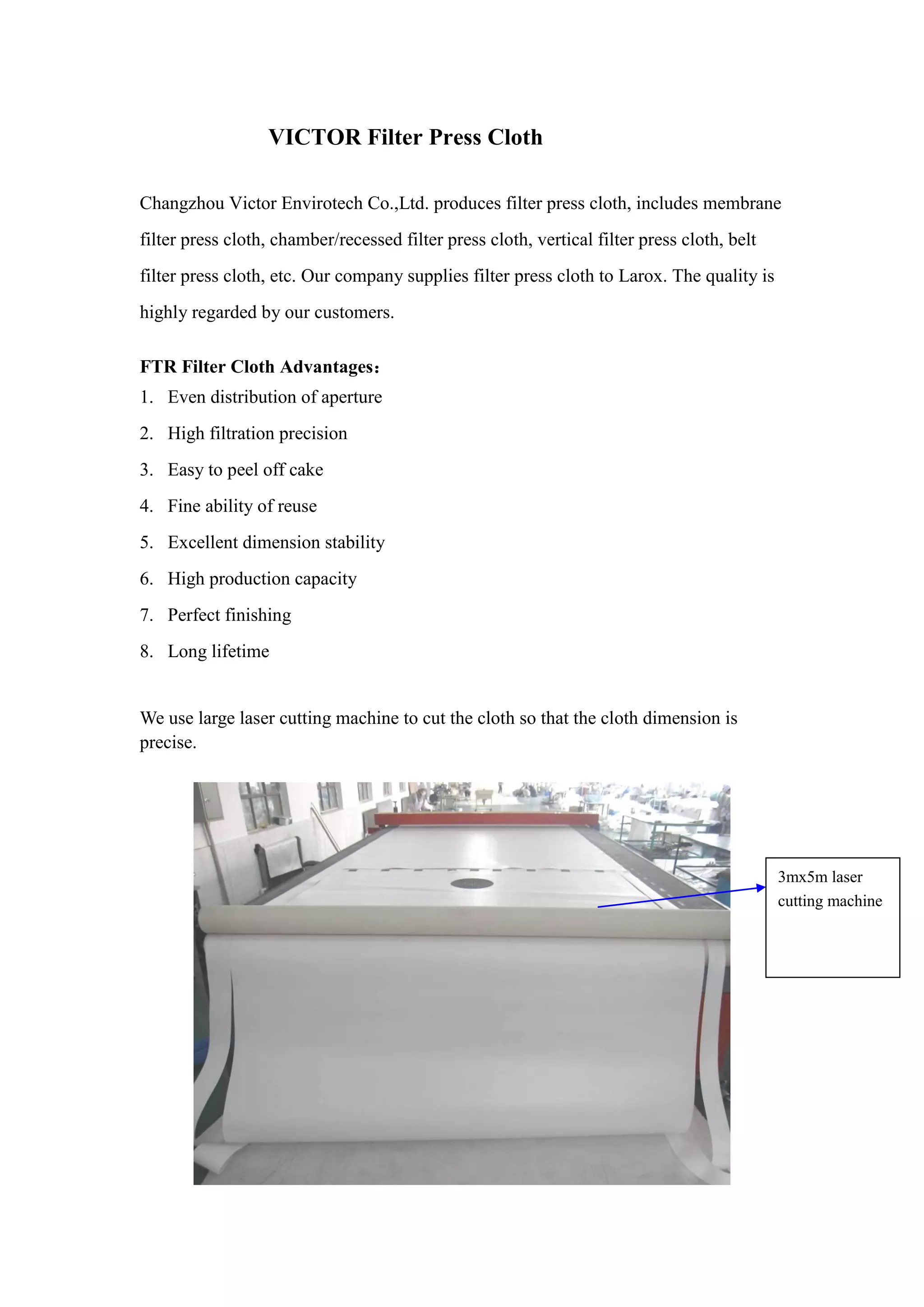 Larox & Metso Filter Press cloth introduction | PDF