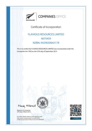 Certificate of Incorporation | PDF